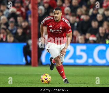 Murillo of Nottingham Forest breaks with the ball under pressure from ...