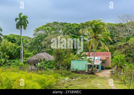 A poor village hut made of wood and clay. The traditional African home ...