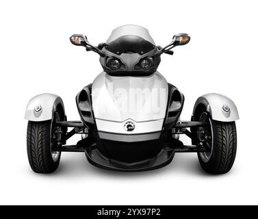 2009 BRP Can-Am Spyder Roadster three-wheeled vehicle. Isolated with ...