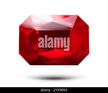 Red shiny gemstone in air on white background Stock Photo - Alamy