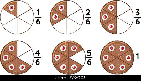Illustration of fractions using pizza slice examples Stock Vector Image ...