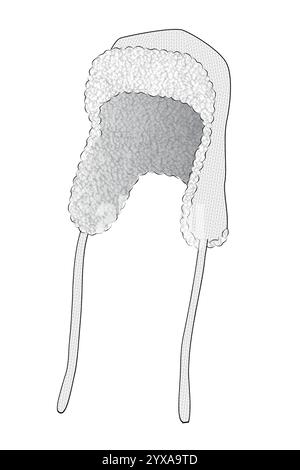 Knitted trapper hats vector mockup template technical drawing Stock ...