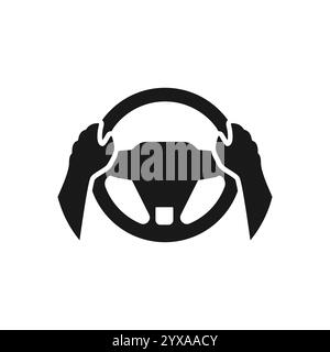 Steering wheel icon. Hands on steering wheel. Driver. Driving car. Test ...