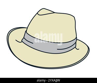 Kids trilby hat technical flat sketch vector mockup template Stock ...