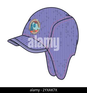 Knitted trapper hats vector mockup template technical drawing Stock ...