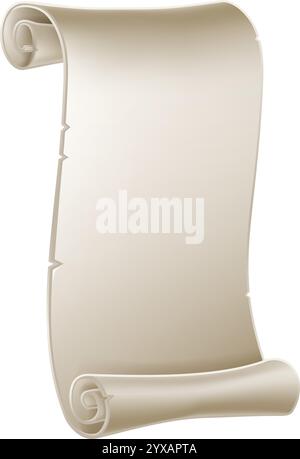 Cartoon parchment rolls, blank scrolls and paper banners, open and convolute antique manuscript ...