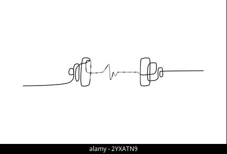 Single one line drawing weight icon. Bodybuilding tools vector graphic ...