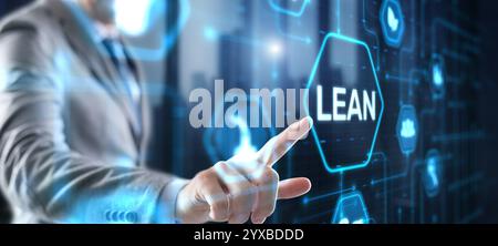 Lean manufacturing. Quality and standardization. Icon on Virtual screen ...