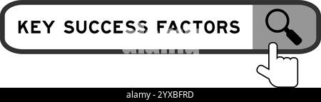 Search banner in word competency with hand over magnifier icon on white ...