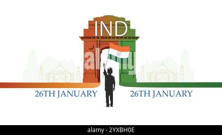 Happy republic Day India 26th January. Indian monument and Landmark ...