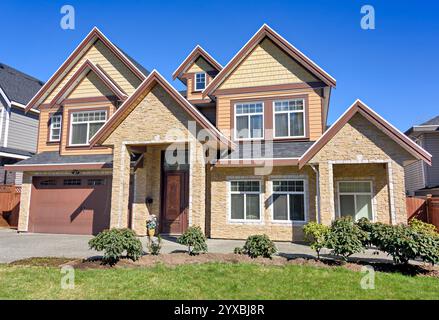 A perfect neighbourhood. Brand new luxury family house on bright winter ...