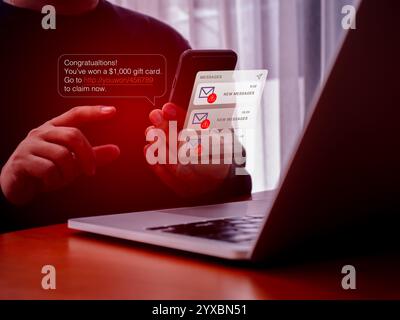 Congratulations, you won, malware scam sms, fake message phishing from ...