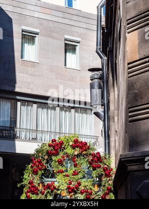 In the city the winter season .Around snow.The river was covered with ...