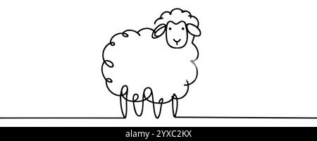 Minimalist one line ewe sheep Icon. Line drawing ewe tattoo. Ewe sheep ...