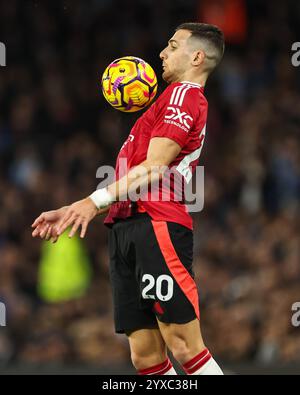 Diogo Dalot of Manchester United controls the ball during the Premier ...