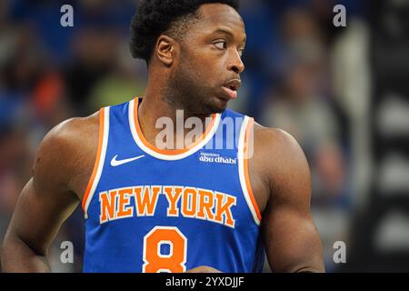 New York Knicks forward OG Anunoby (8) looks for an opening during Game 1 in an NBA basketball ...