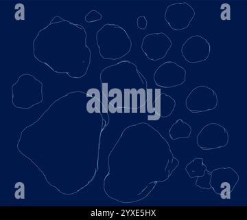 Contour drawing stone set. Vector illustration. Different rock blocks ...