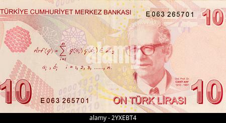 Turkish ten lira banknote featuring Cahit Arf portrait, Arf invariant ...