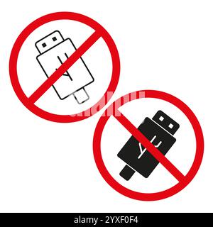 No USB flash drive sign logo sign vector outline in black and white ...