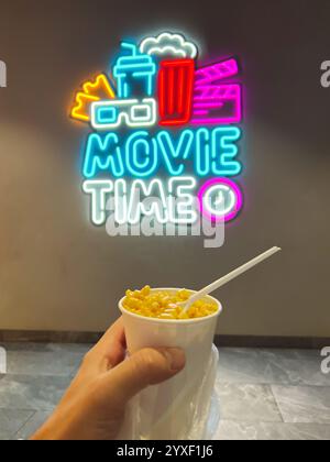 Hand holding food related icons Stock Photo - Alamy