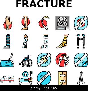 fracture injury bone break icons set vector Stock Vector Image & Art ...