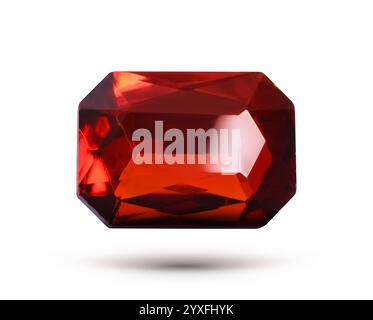 Red shiny gemstone in air on white background Stock Photo - Alamy