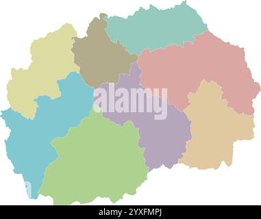 Vector map of North Macedonia with statistical regions or territories ...