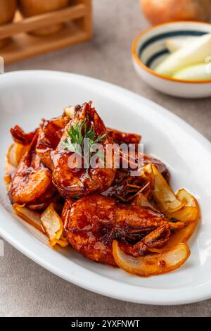 shrimp with butter sauce (Indonesia : udang saus mentega Stock Photo ...