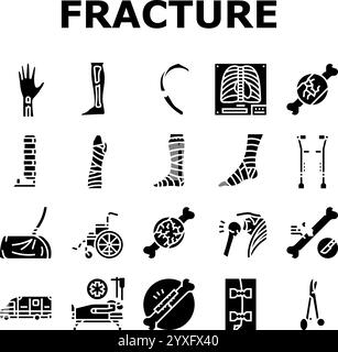 fracture injury bone break icons set vector Stock Vector Image & Art ...