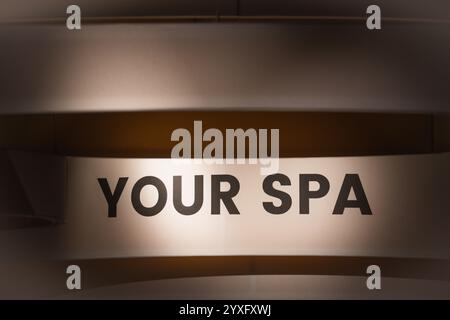 wellness sight "your spa" illuminated with white light Stock Photo - Alamy