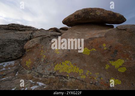 Dry temperate steppe and mountain regions in western Mongolia. The rock ...