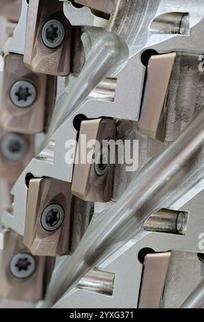 Modern shell milling cutter, modular metalworking rotating tool. Close ...