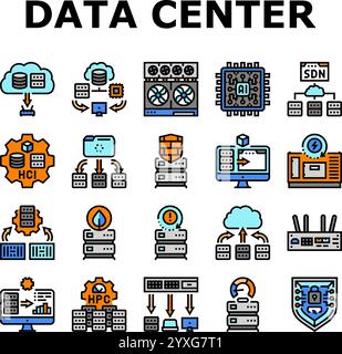 next gen data center automation icons set vector Stock Vector Image ...