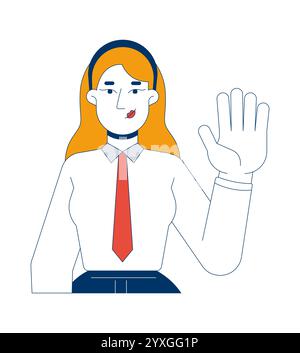Caucasian friendly woman waving hand 2D cartoon character Stock Vector ...