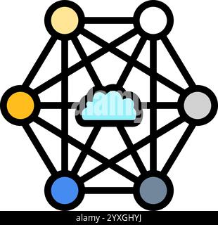 network nodes cloud computing color icon vector illustration Stock ...