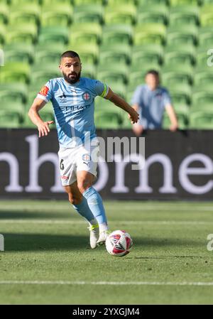 Aziz Behich, Captain of the Melbourne City FC celebrating with his team ...