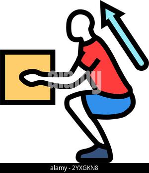 safe lifting technique injury prevention color icon vector illustration ...