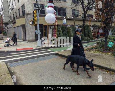 Christmas tree seller’s forest in the Chelsea neighborhood of New York ...