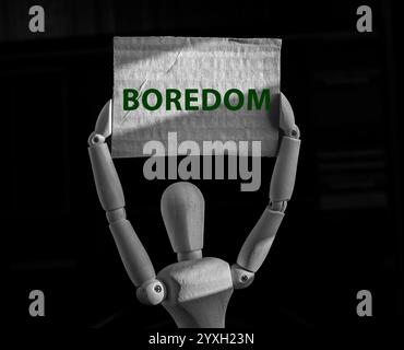 Boredom word, text on paper, boring life, psychology concept Stock ...