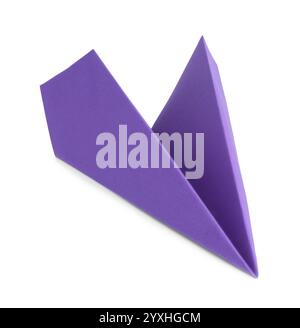 Purple paper plane origami isolated on a blank white background Stock ...