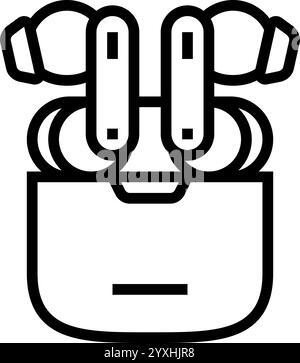 wireless earbuds wearable line icon vector illustration Stock Vector ...