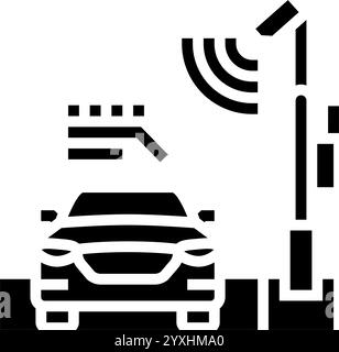 highway with sensors autonomous vehicle color icon vector illustration ...