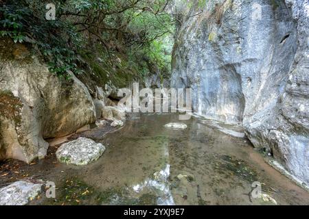 Cavernous rock formations in the shape of a gorge belonging to the ...