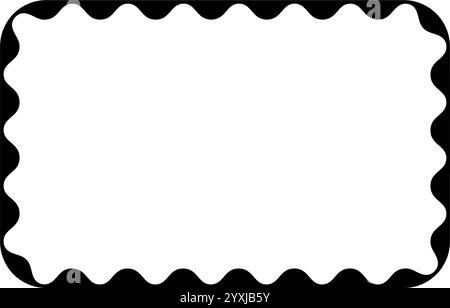 Wavy border frame. Scalloped rectangle fun shape. Hand drawn kids vector box for picture and ...