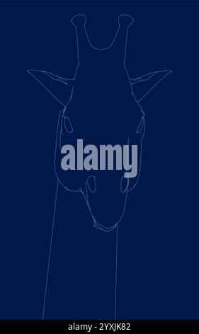 Black giraffe silhouette front view flat style, vector illustration ...