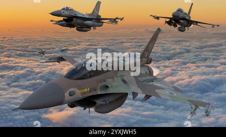 Lockheed Martin F-16 of the Israeli Air Force flying in close formation ...