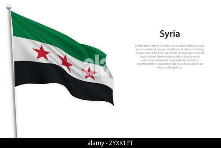 Waving Syrian flag featuring green, white, and black stripes with red ...