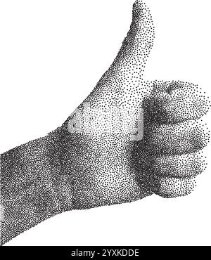 Halftone dotted hand showing like for trendy y2k retro collage. Vector ...