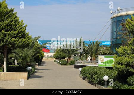Residential area of the SOCAR oil settlement at Neft Daslari in ...