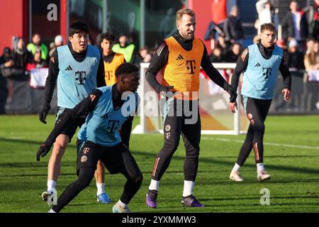 Minjae Kim (Muenchen), Harry Kane (Muenchen) and Leon Goretzka ...